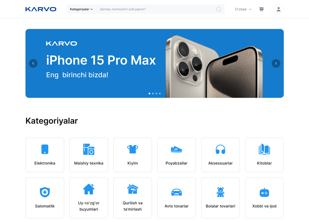 Karvo - Eng yaxshi narxlar va tez yetkazib berish | Karvo